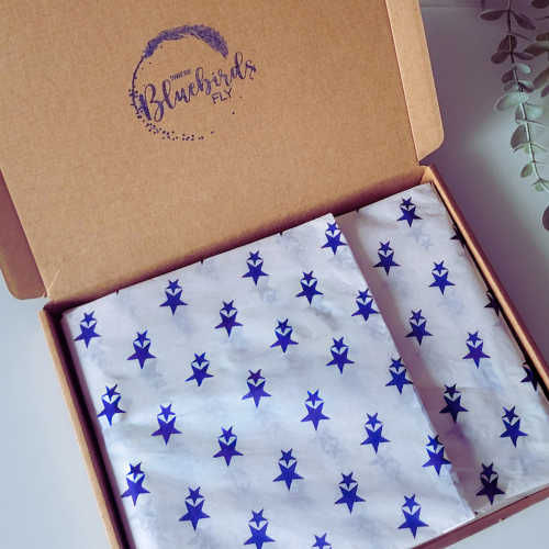 Tissue: Blue Stars • Where Bluebirds Fly | Build A Gift Box